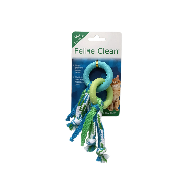 Feline Clean | TPR Double Ring Teether with Flossy Streamers – Pet ...